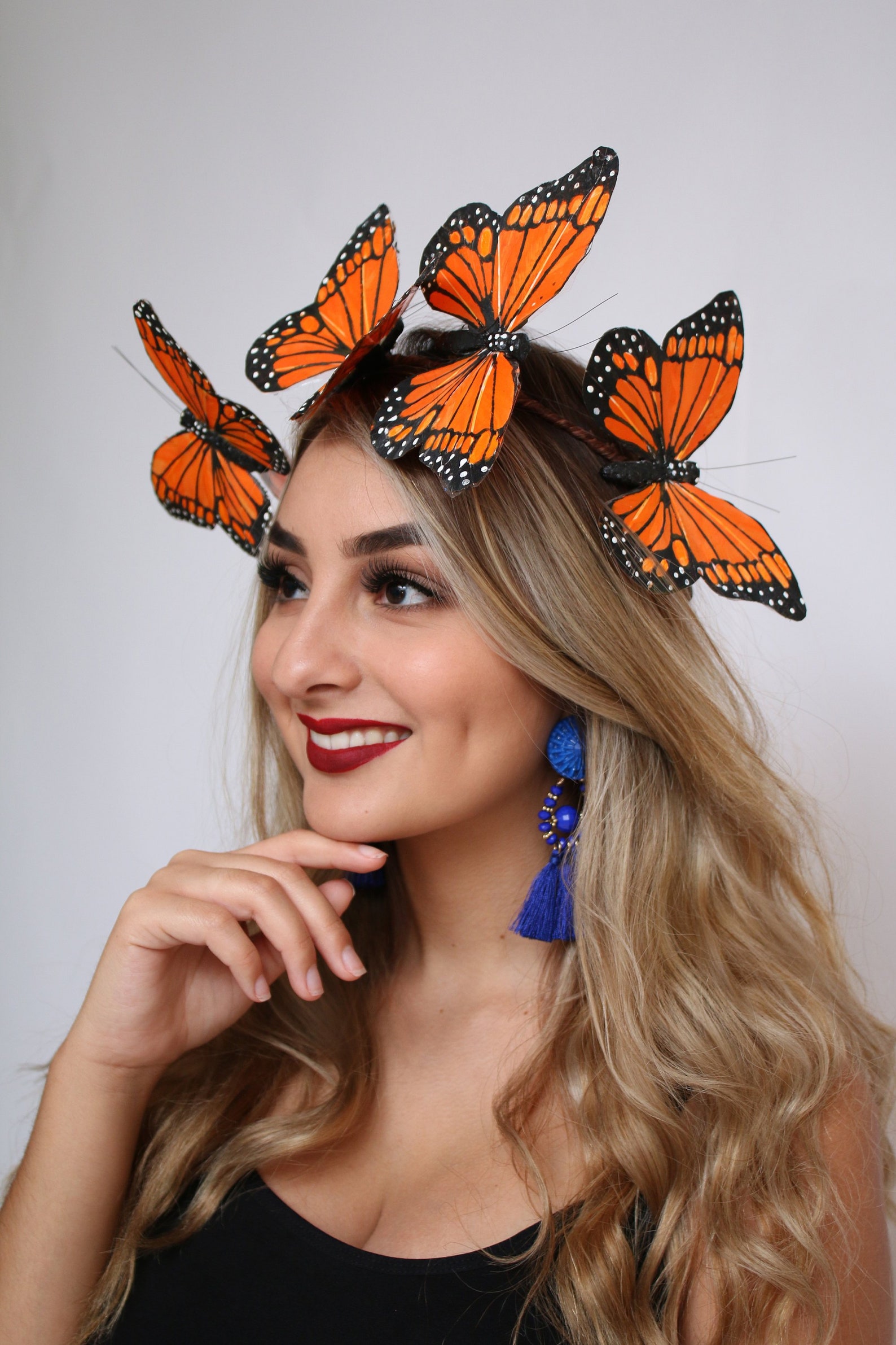 Monarch Feather Butterfly Crow Costume Headpiece Flower Crown - Etsy