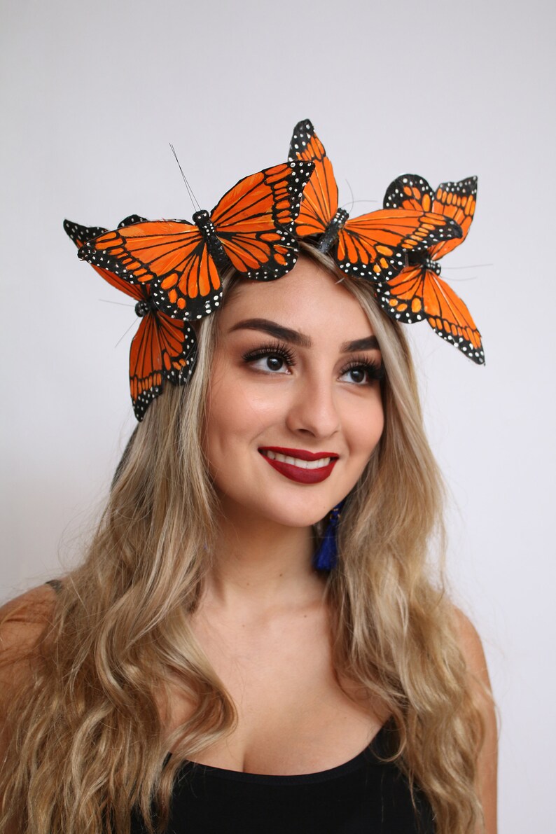Monarch Feather Butterfly Crow Costume Headpiece Flower Crown - Etsy