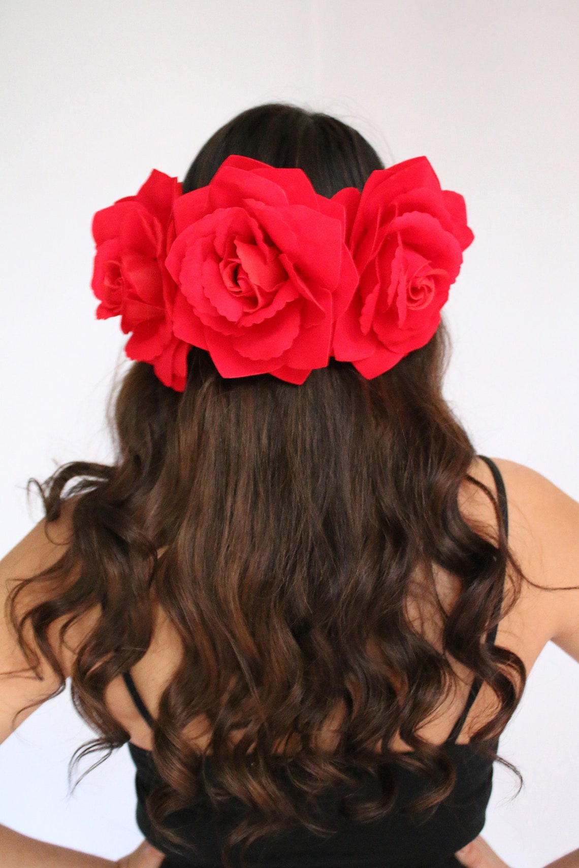 Large Red Rose Hair Clip Wedding Hair Flower Realistic Flower | Etsy