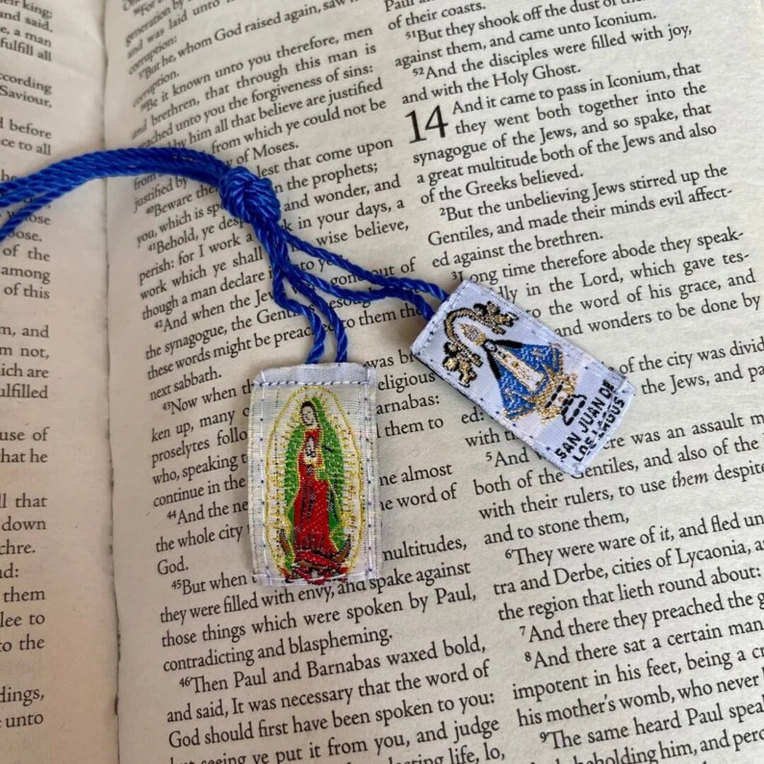 Catholic Scapular White/blue Scapular Necklace Religious Gift Catholic ...
