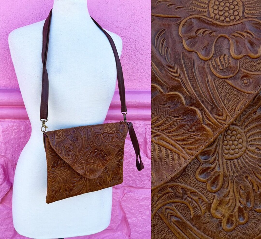 Hand Tooled Leather Purse 100% Real Leather Purse Crossbody - Etsy