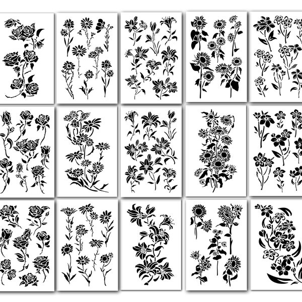 Large Flower Stencil - Etsy