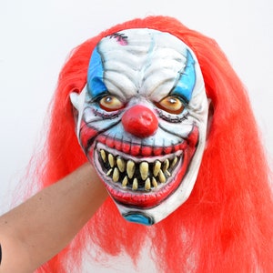Halloween Killer Clown Mask With Hair Costume Party Latex Mask - Etsy