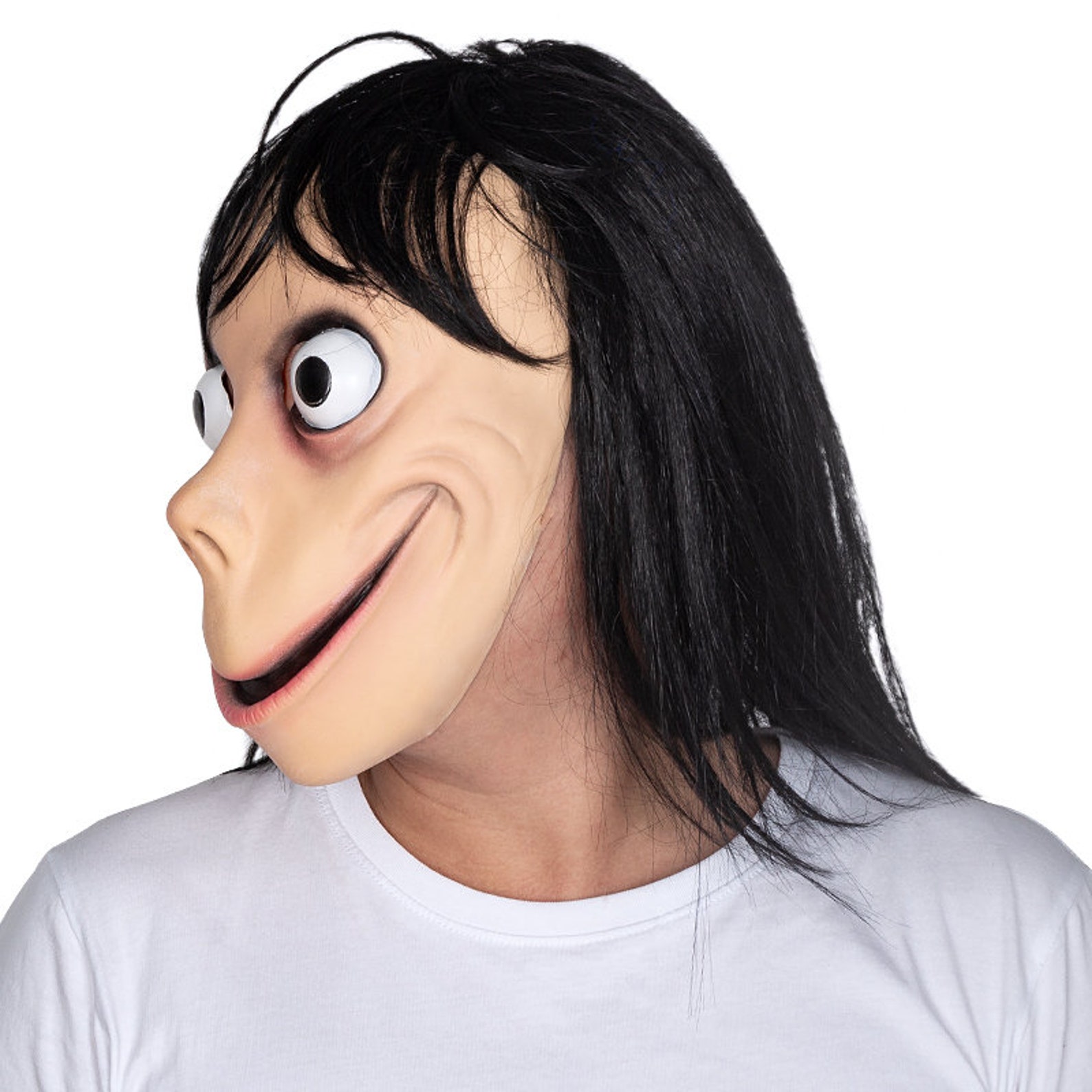 Momo Challenge Meme Latex Mask With Hair Scary Halloween MOMO - Etsy UK