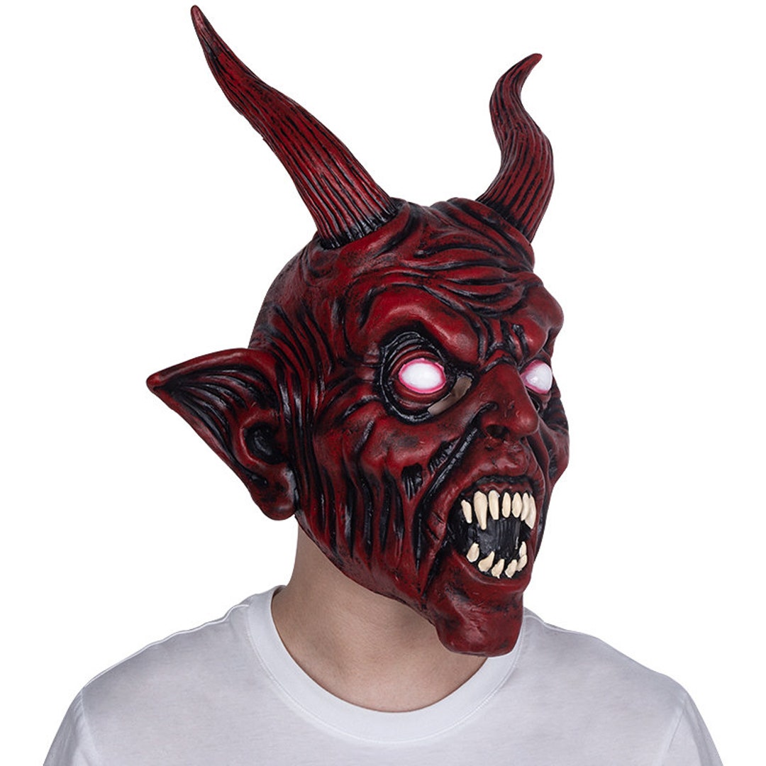 Devil Latex Mask Demon Prop Satan Scary Halloween Diablo Halloween ...