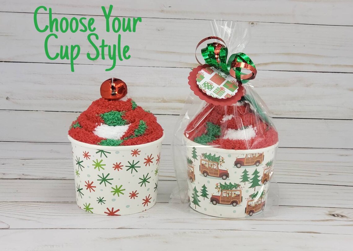 Sock Cupcake Christmas Fuzzy Sock Christmas Stocking | Etsy