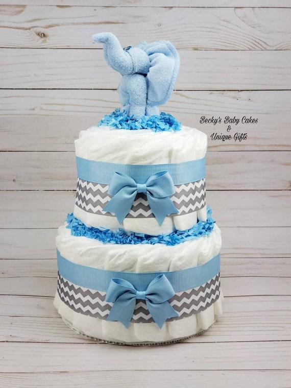 Diaper Cake for Baby Boy or Girl Shower Gift, Baby Shower Centerpiece ...