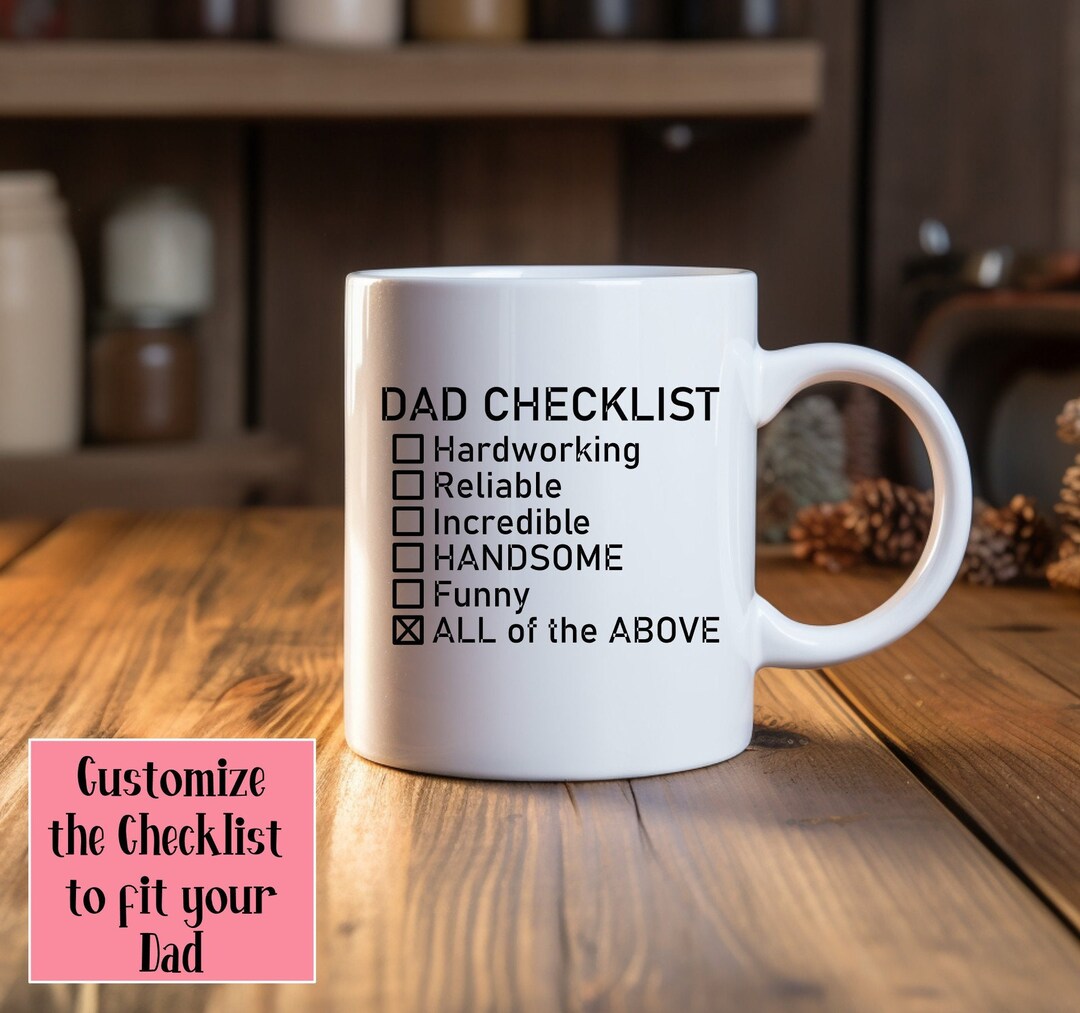 Dad Checklist Coffee Mug, Custom Dad Birthday Cup, Dad Gift From Wife ...