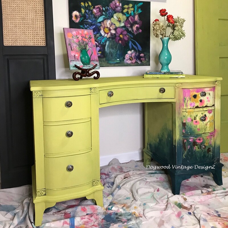 Painted Desk - Etsy