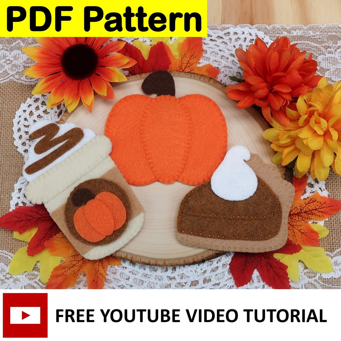 PDF Pattern for Fall Felt Crafts Pumpkin Pumpkin Spice - Etsy
