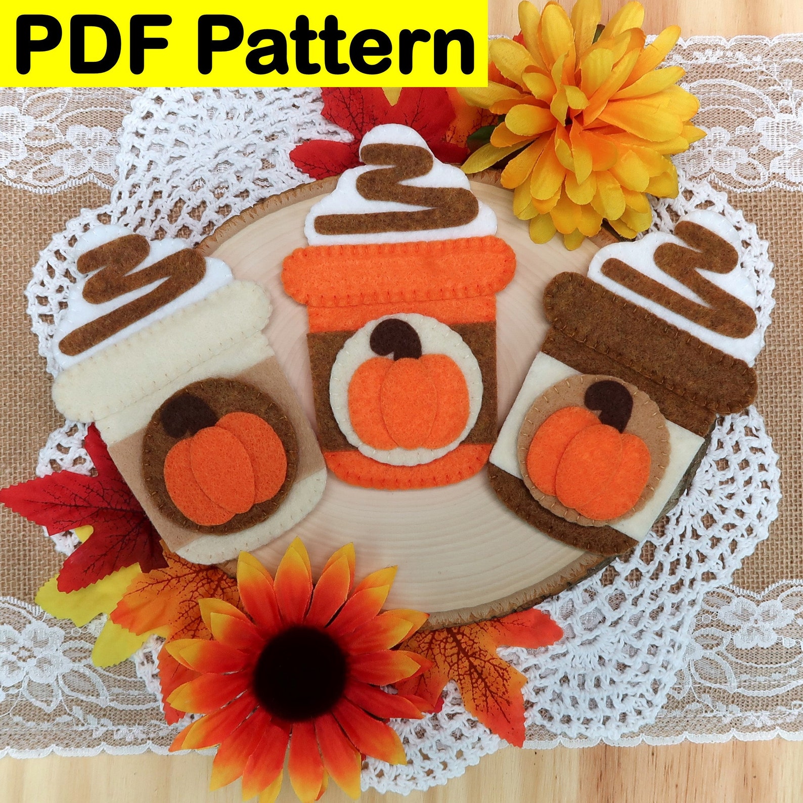 PDF Pattern for Fall Felt Crafts Pumpkin Pumpkin Spice - Etsy Canada
