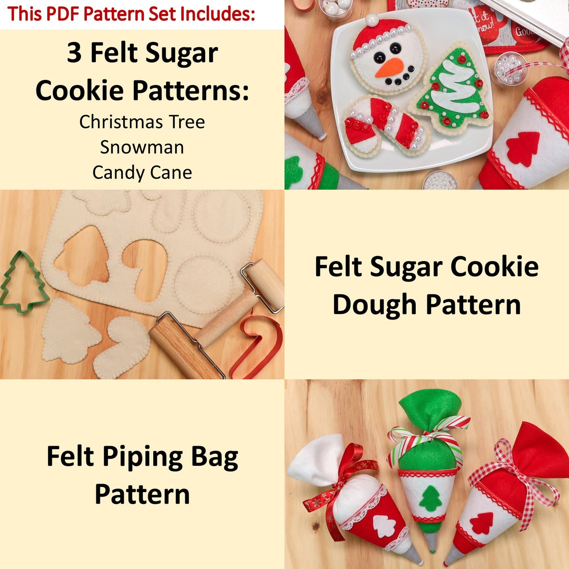 PDF Pattern for Christmas/holiday Sugar Cookie Decorating Set - Etsy