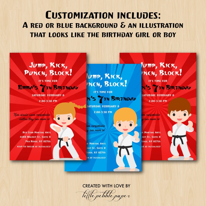 Karate Birthday Invitation Karate Party Invite Kids Karate - Etsy