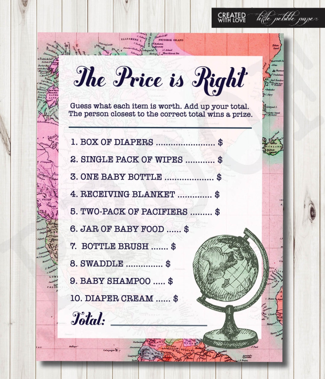 Price is Right Baby Shower Game, the Price is Right Shower Game ...
