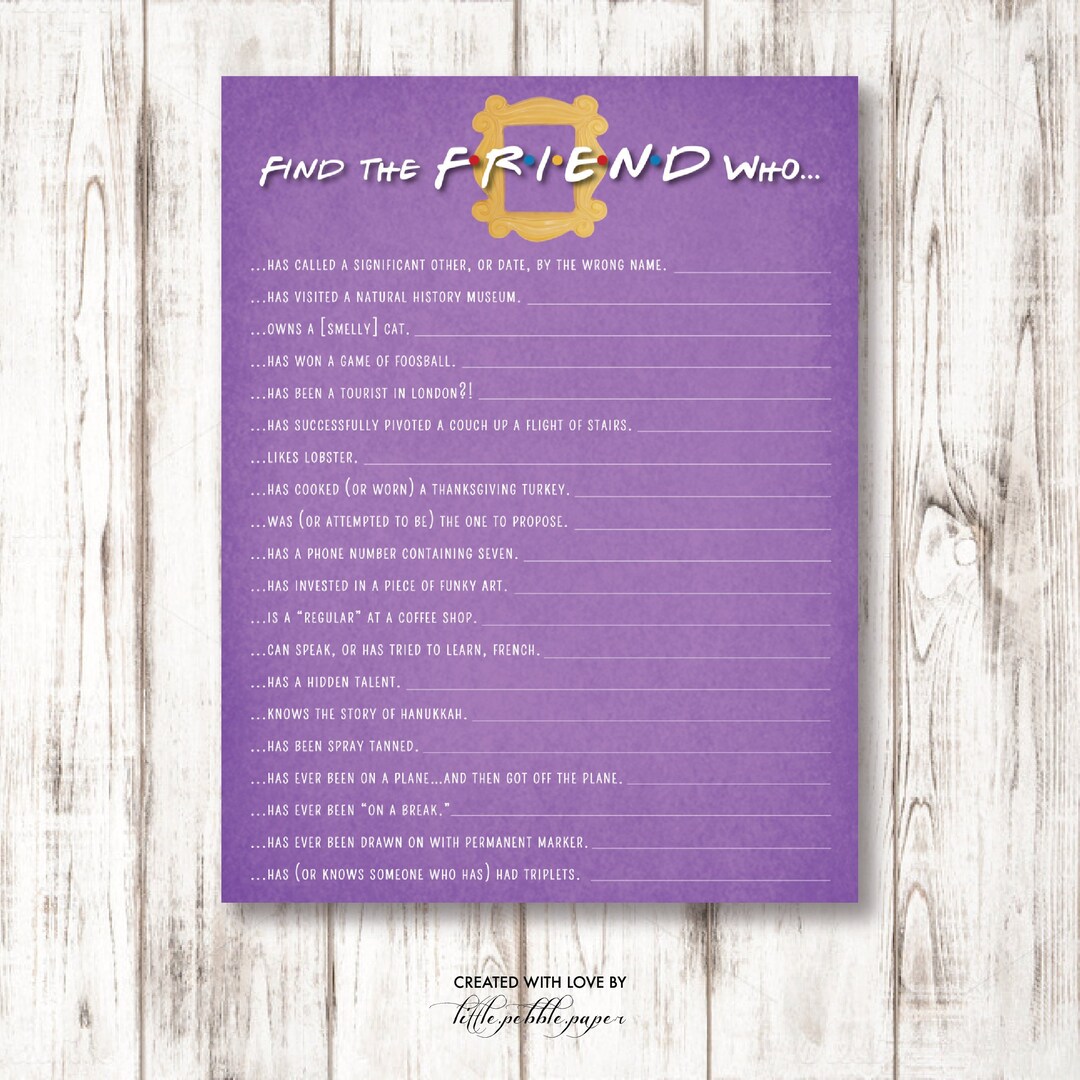FRIENDS TV Show Find the Friend Friends TV Show Shower Game - Etsy UK
