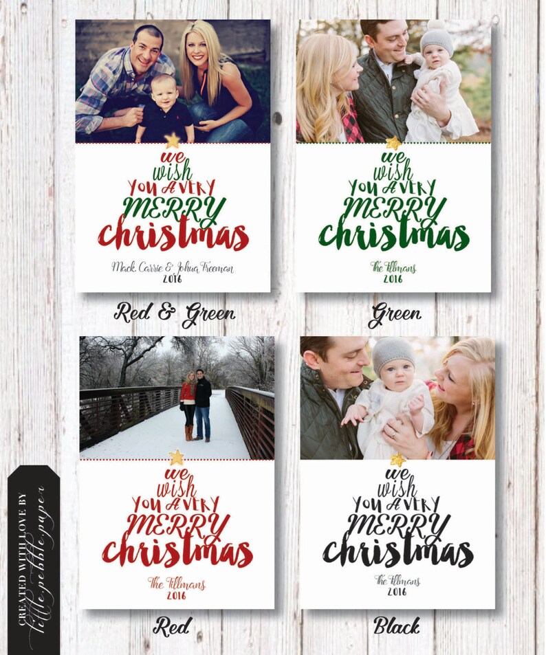 Family Photo Christmas Card Cute Christmas Card Gold | Etsy