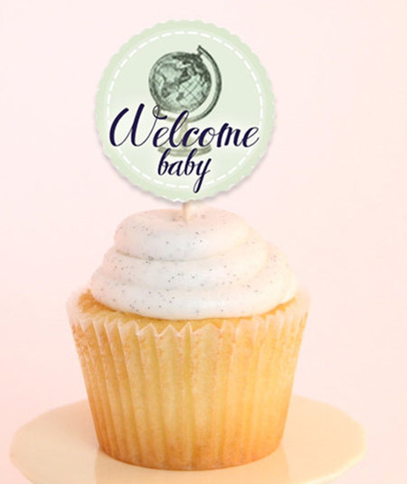 Welcome to the World Cupcake Toppers Baby Shower Printable | Etsy
