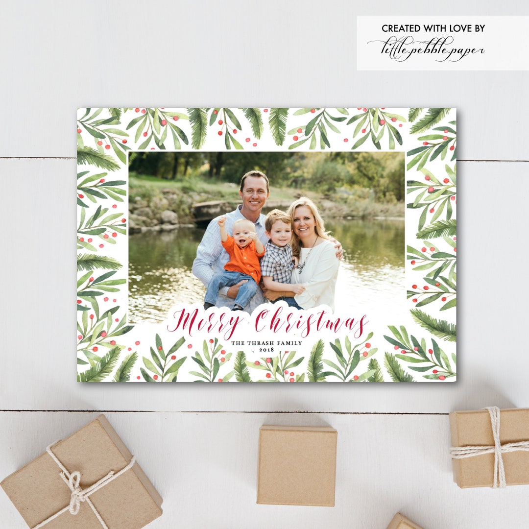 Photo Christmas Card, Family Photo Card, Holiday Photo Card, Merry ...