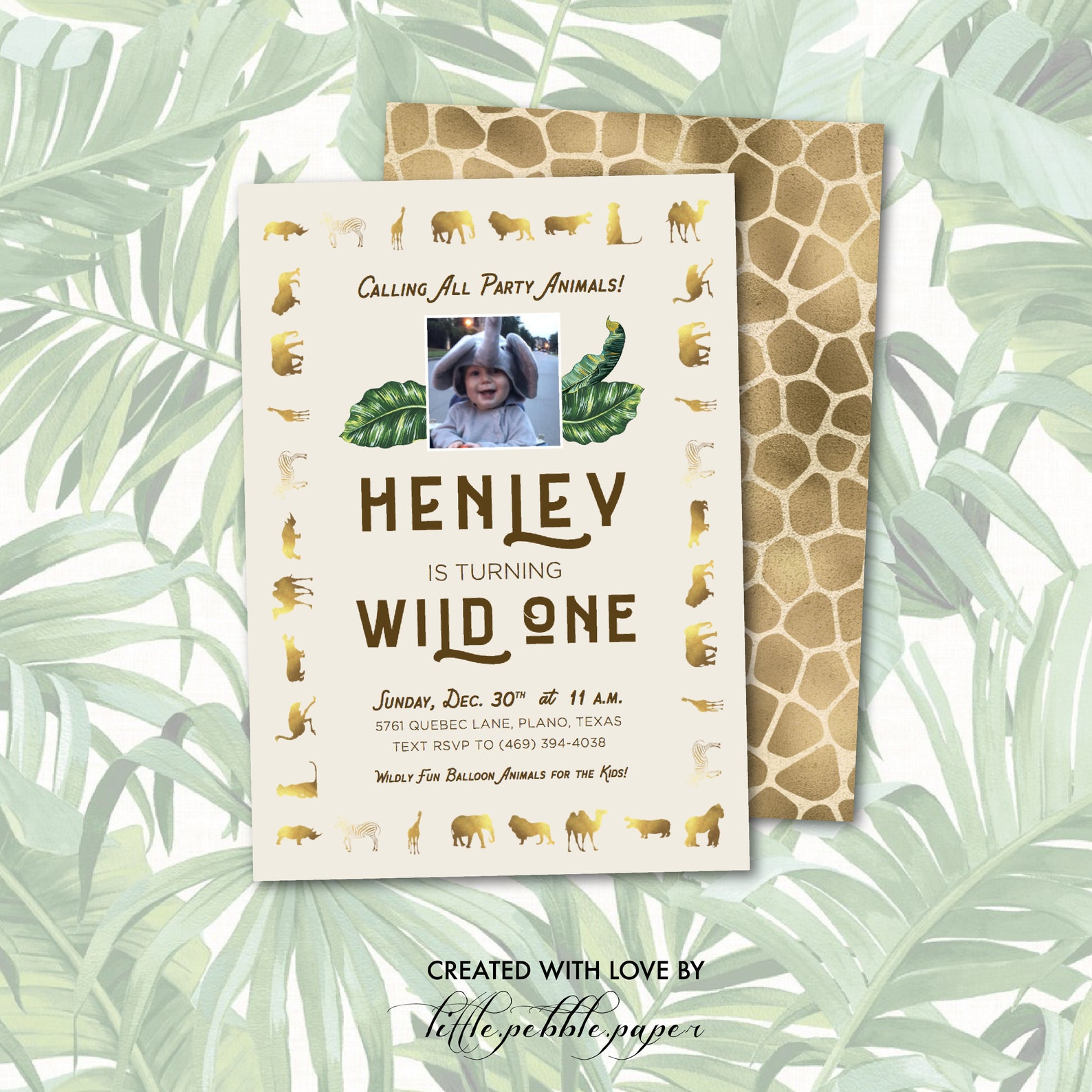 Safari First Birthday Invitation Safari Theme Birthday Party | Etsy