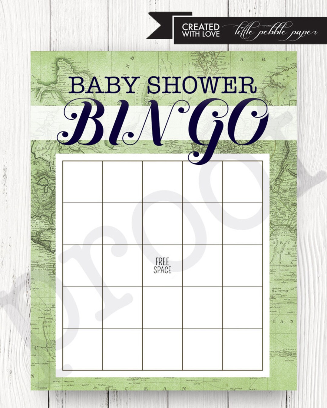 Baby Shower Bingo Game, Baby Shower Bingo, Green Map Bingo, Bingo ...