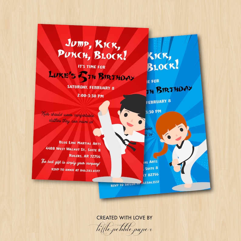 Karate Birthday Invitation Karate Party Invite Kids Karate - Etsy