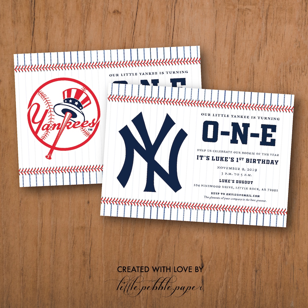 Yankees Birthday Invitation, New York Yankees Invite, Baseball Birthday ...