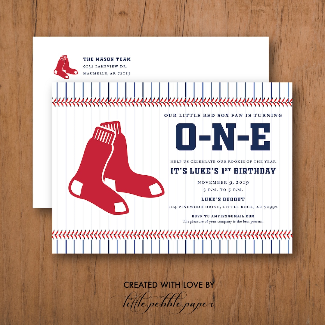 Red Sox Birthday Invitation, Boston Red Sox, Baseball Birthday Invite ...