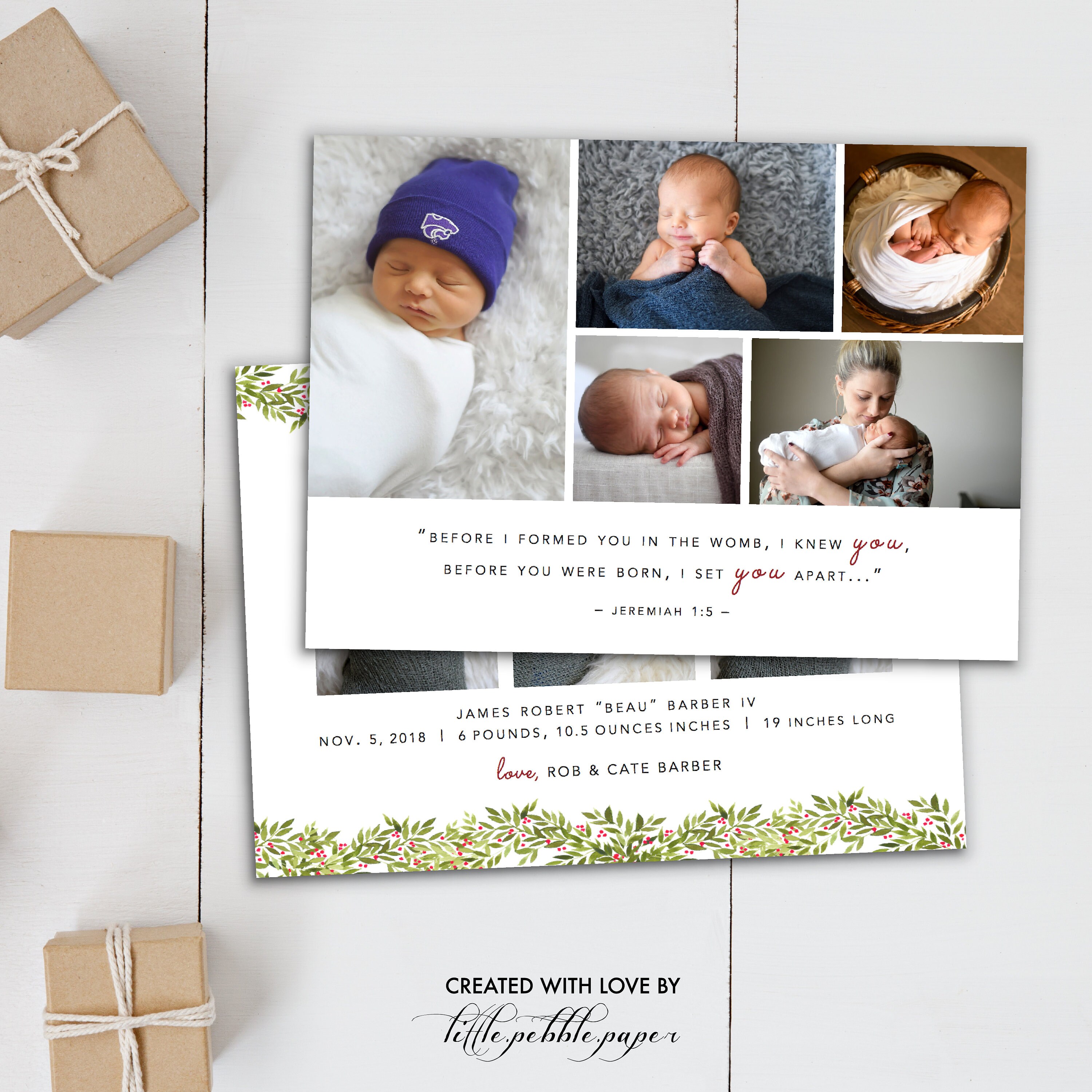 Newborn Christmas Card Newborn Baby Announcement Newborn | Etsy