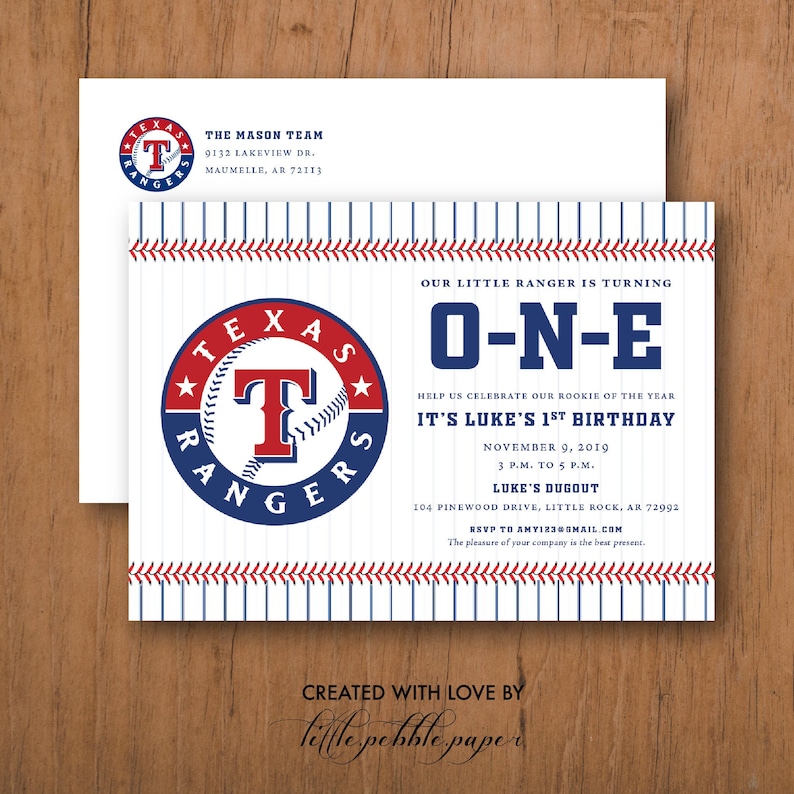 Texas Rangers Birthday Invitation Rangers Baseball Team - Etsy