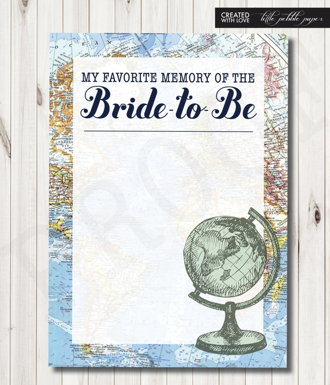 Favorite Memory of the Bride Game, Bridal Shower Games, Travel Themed ...