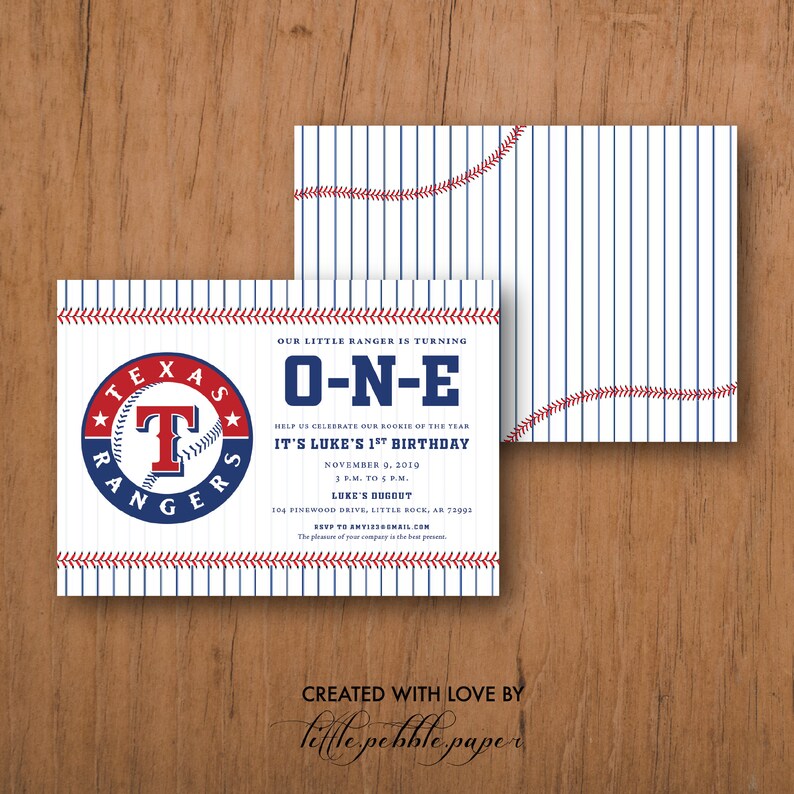 Texas Rangers Birthday Invitation Rangers Baseball Team - Etsy
