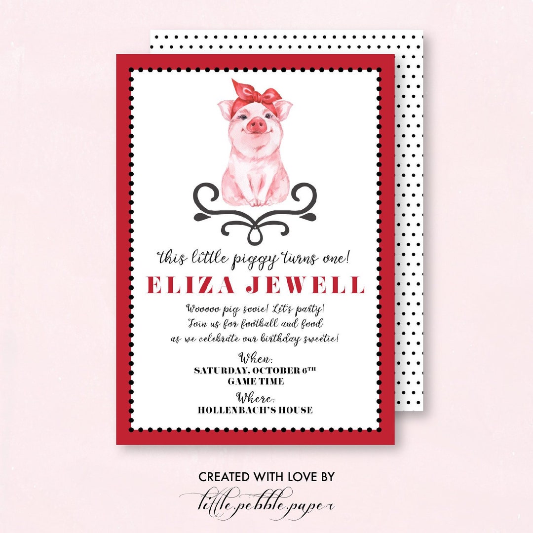 Arkansas Razorbacks First Birthday Party Invitation, Razorback Birthday ...