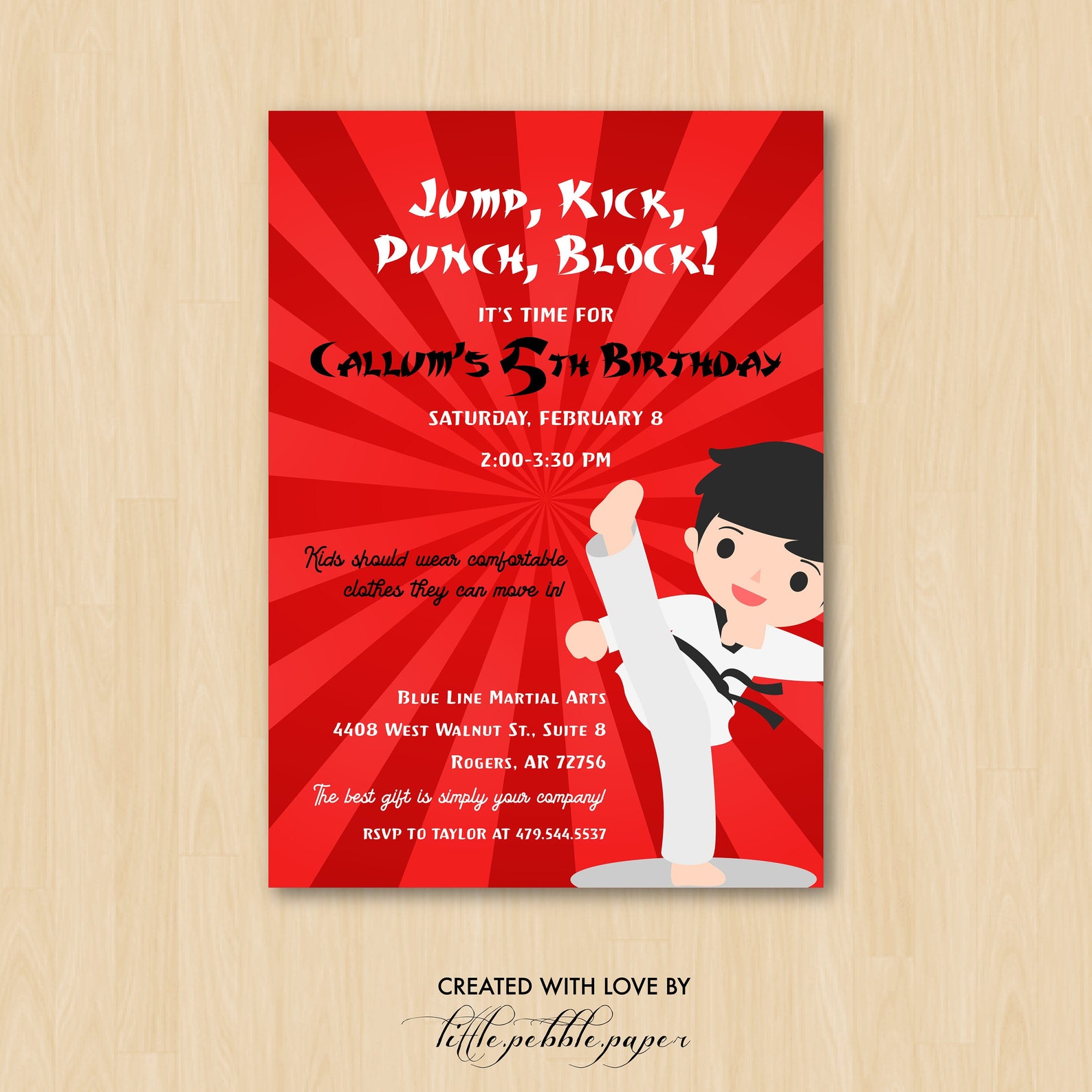 Karate Birthday Invitation Karate Party Invite Kids Karate | Etsy