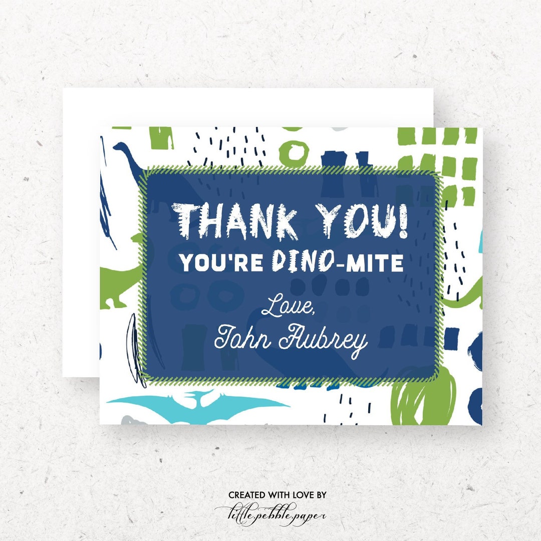 Dinosaur Party Thank You Notes, Dinosaur Birthday Thank Yous, Dinosaur ...