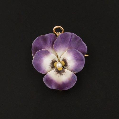 Antique Purple Enamel Pansy Brooch of 14k Gold by Krementz - Etsy