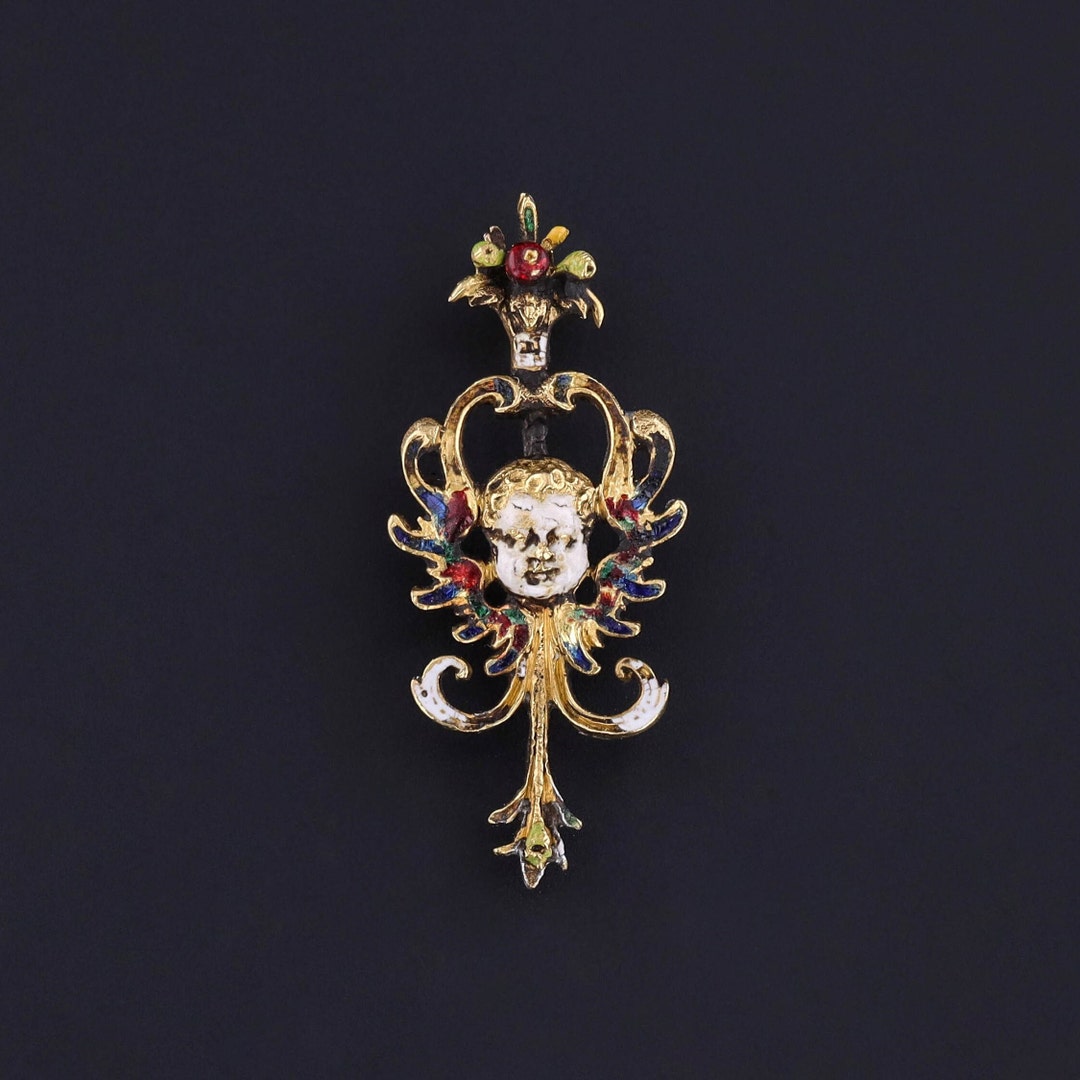 Renaissance Enamel Winged Cherub Pendant of 22ct Gold - Etsy