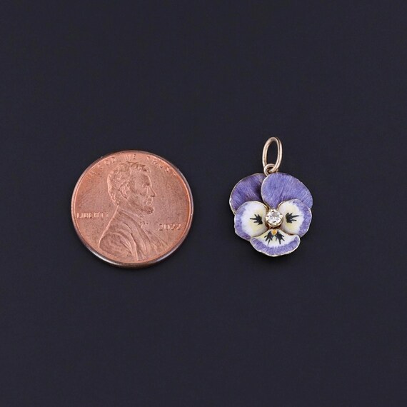 Antique Purple Pansy Charm of 14k Gold - Gem