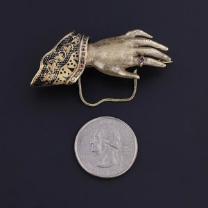 Victorian Hand Brooch of 14k Gold - Etsy