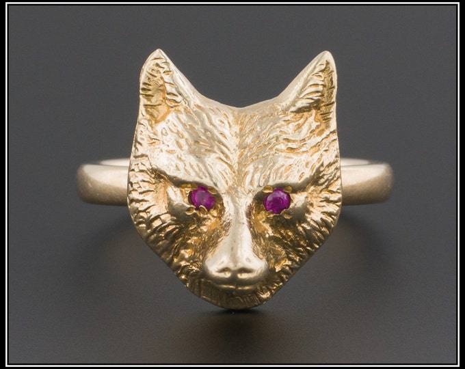 Vintage 14k Gold & Ruby Fox Ring - Etsy