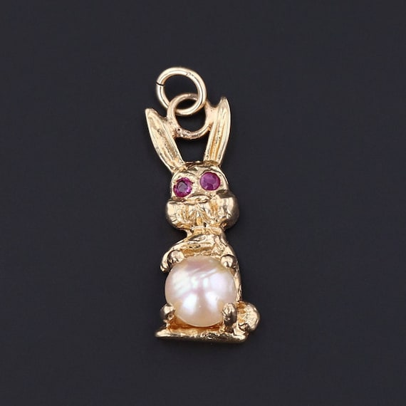 Vintage Rabbit Charm of 14k Gold - Etsy