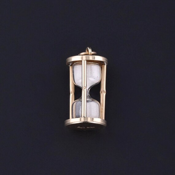 Vintage Hourglass Charm of 14k Gold - Gem