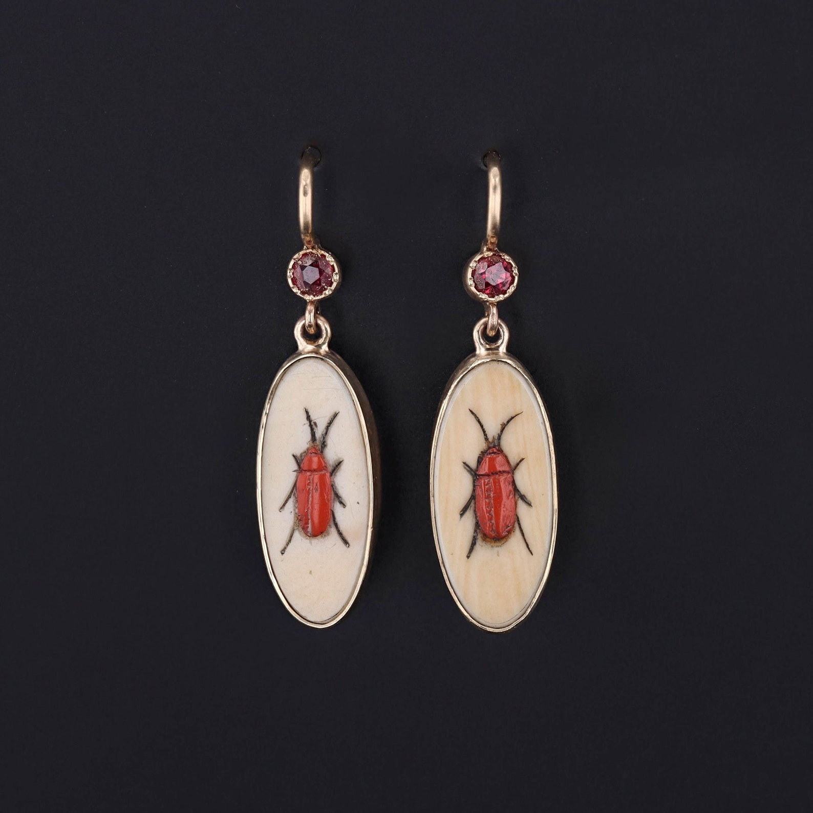 Shibayama Insect With Ruby Conversion Earrings in 14k Gold - Etsy UK