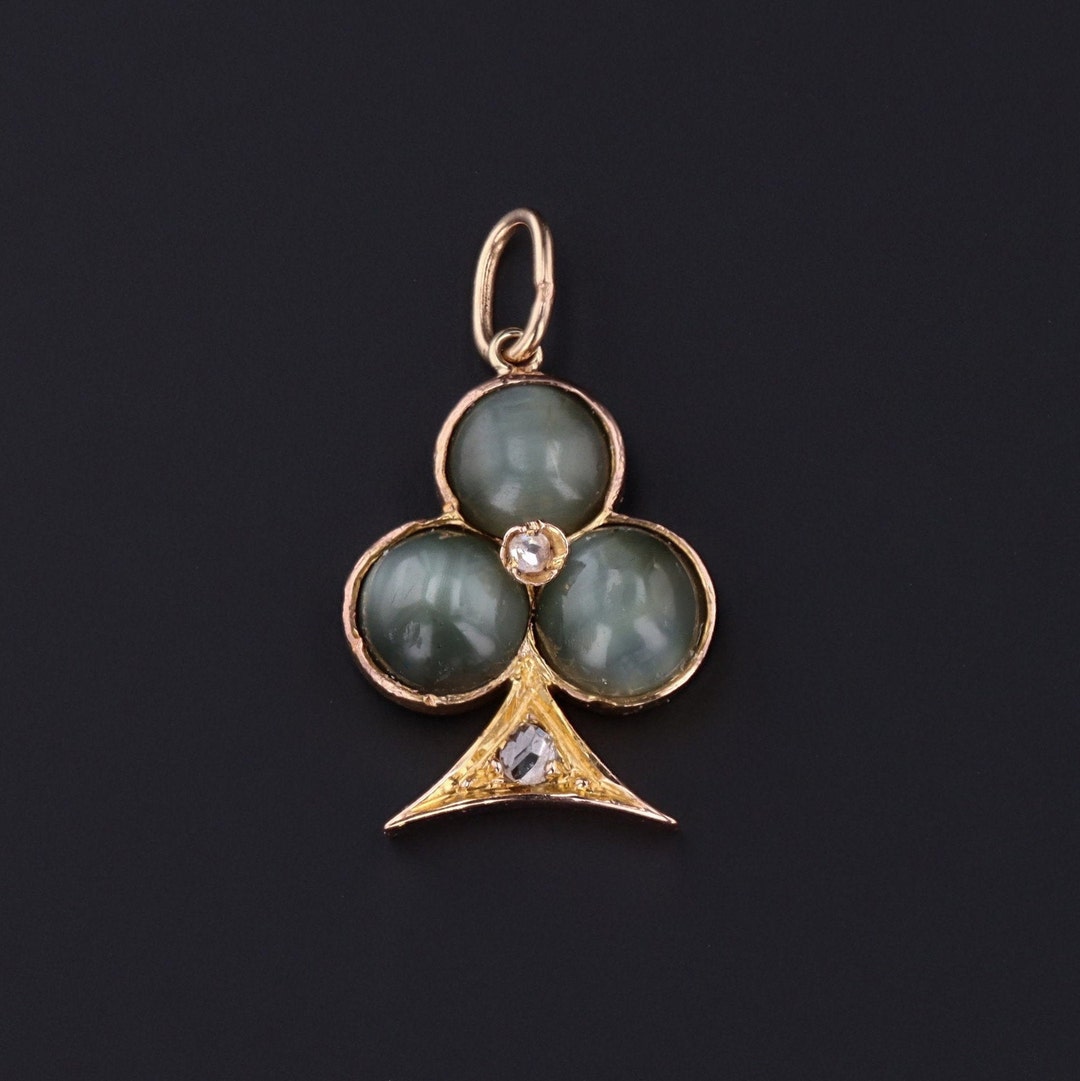 Antique Cat's Eye Quartz Amd Diamond Trefoil Conversion - Etsy