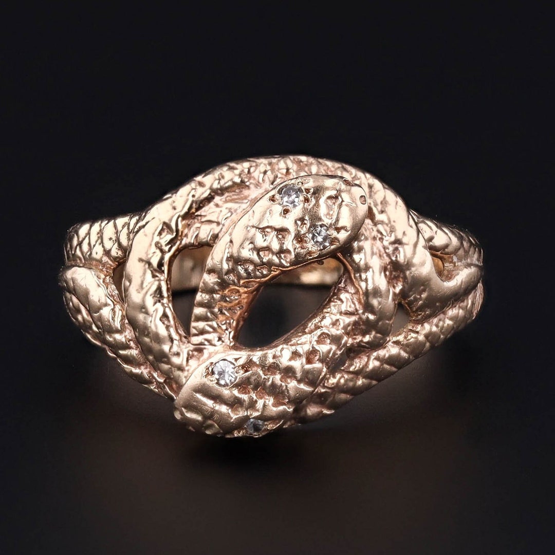 Vintage Entwined Snakes Ring of 10k Gold - Etsy