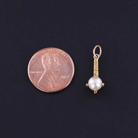 Antique Pearl Talon Charm of 14k Gold - Gem