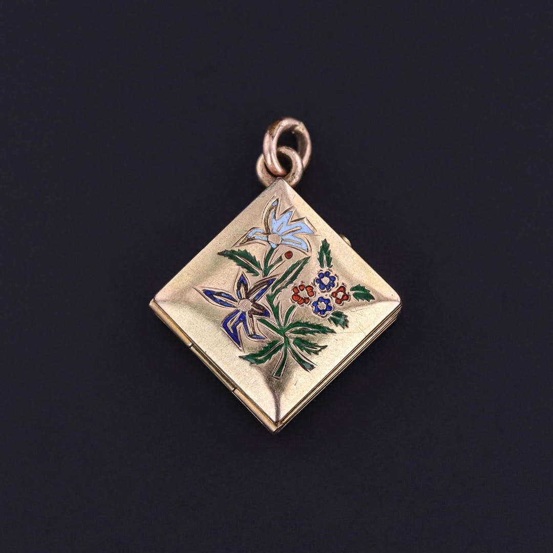 Antique Enamel Locket of 12k Gold - Etsy