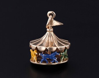 Vintage Carousel Charm of 14k Gold - Etsy