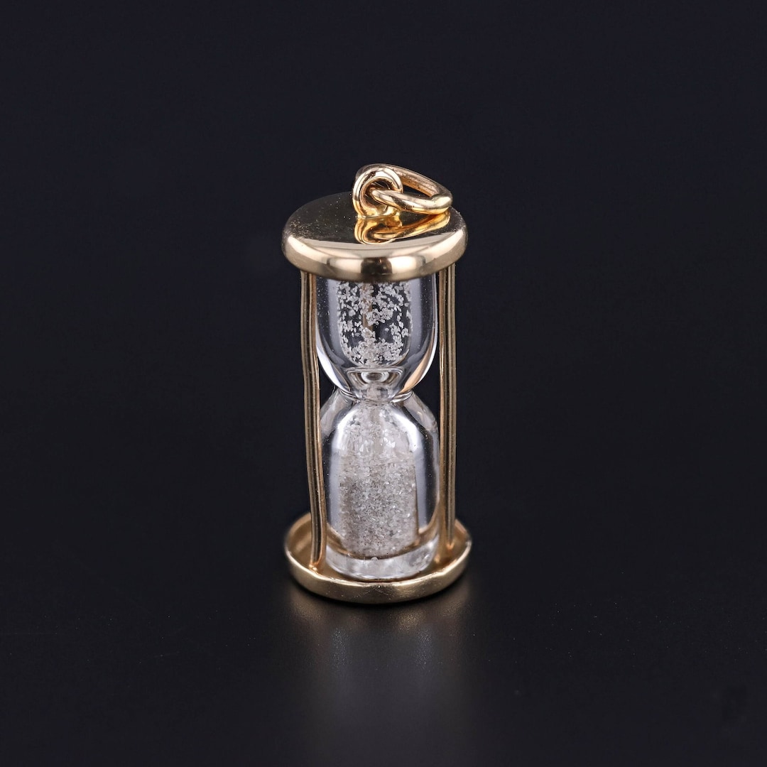 Vintage Hourglass Charm of 14k Gold - Etsy