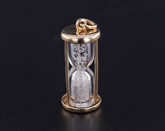 Vintage Hourglass Charm of 14k Gold - Etsy