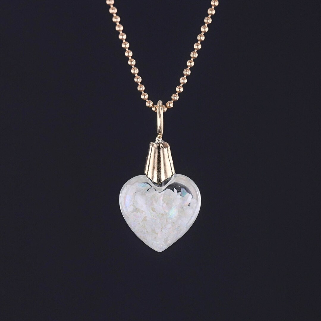 Vintage Floating Opal Heart Necklace of 10k Gold - Etsy